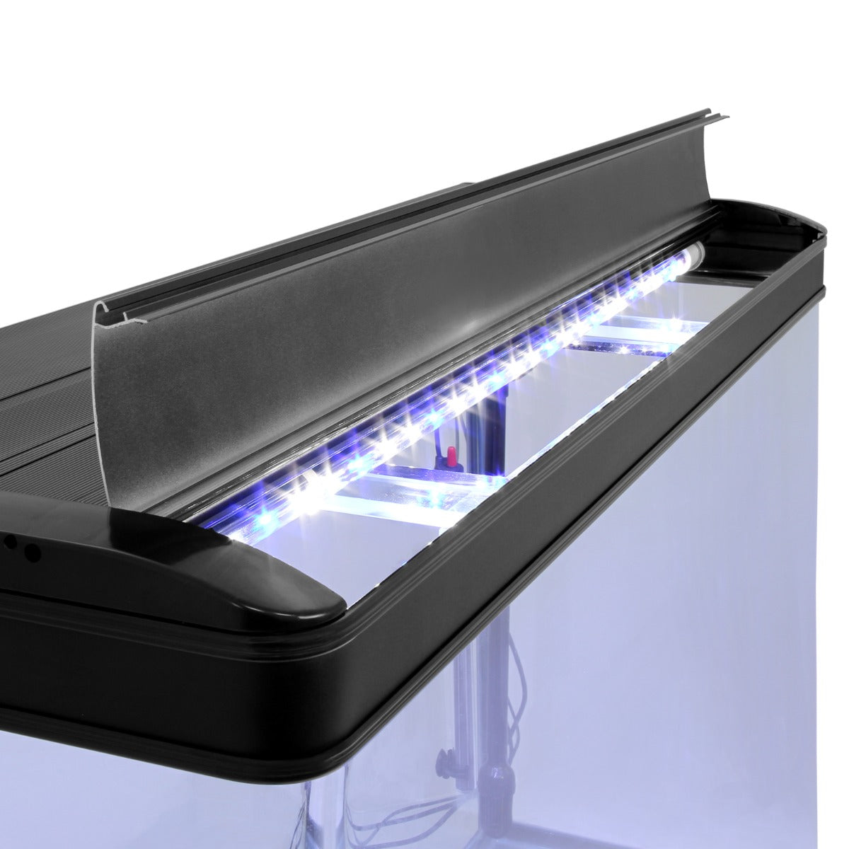 300L Black Aquarium Fish Tank & Cabinet - Lid Complete with LEDs x2 10 ...